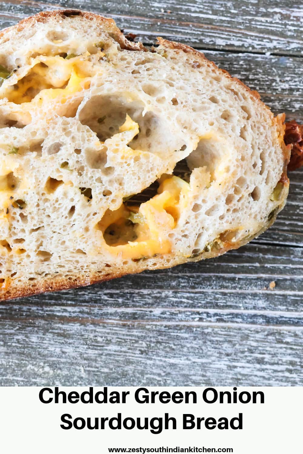 Cheddar Green Onion Sourdough Bread - Zesty South Indian Kitchen