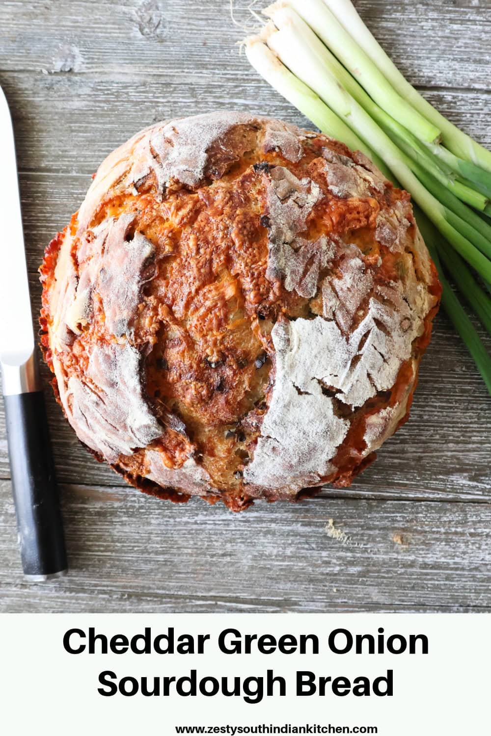 Cheddar Green Onion Sourdough Bread - Zesty South Indian Kitchen
