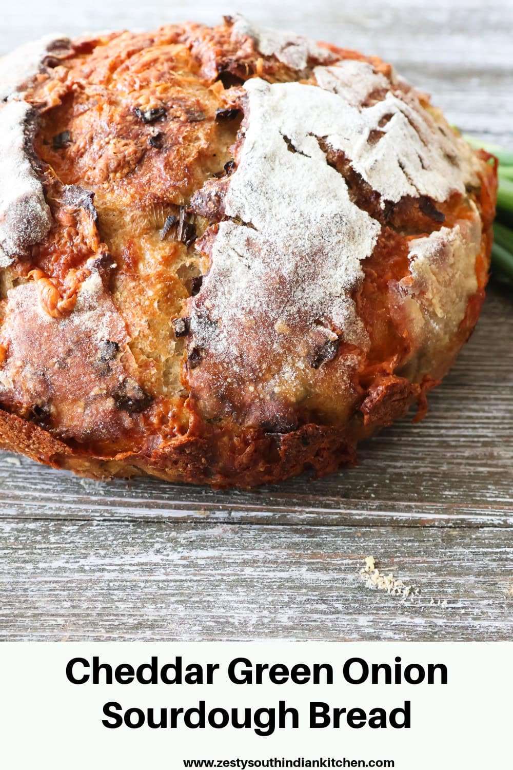 Cheddar Green Onion Sourdough Bread - Zesty South Indian Kitchen