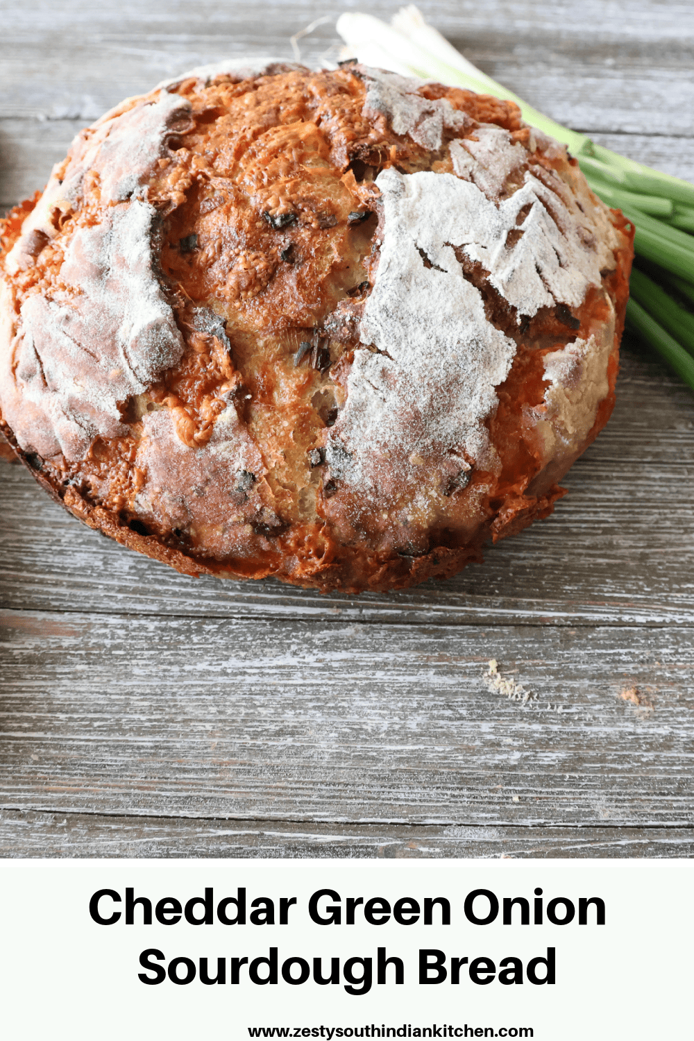 Cheddar Green Onion Sourdough Bread - Zesty South Indian Kitchen