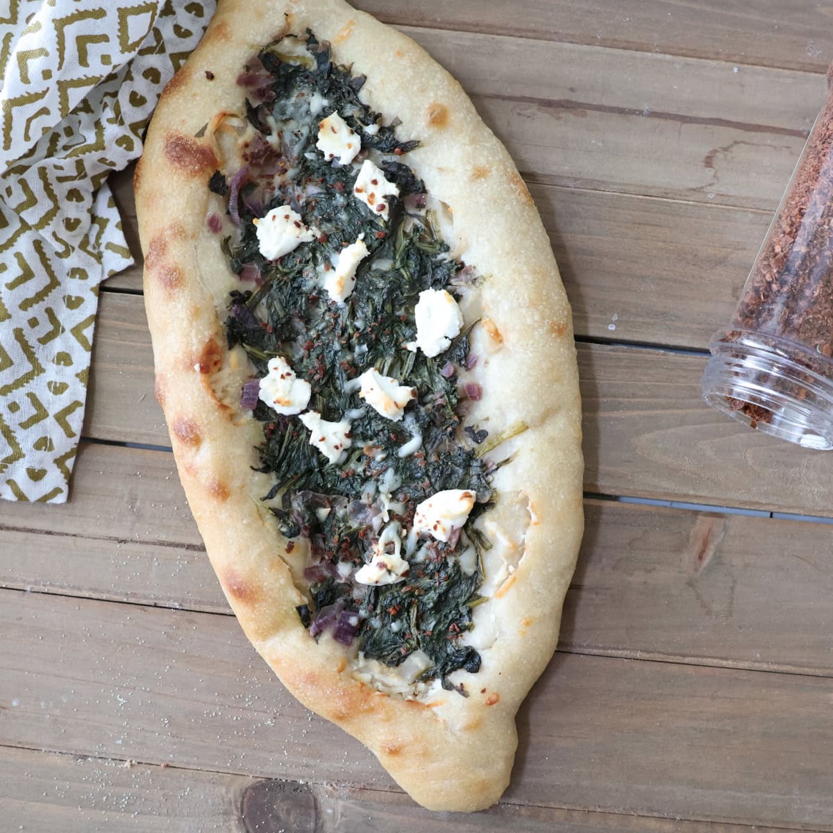 Sourdough Spinach Pide - Zesty South Indian Kitchen