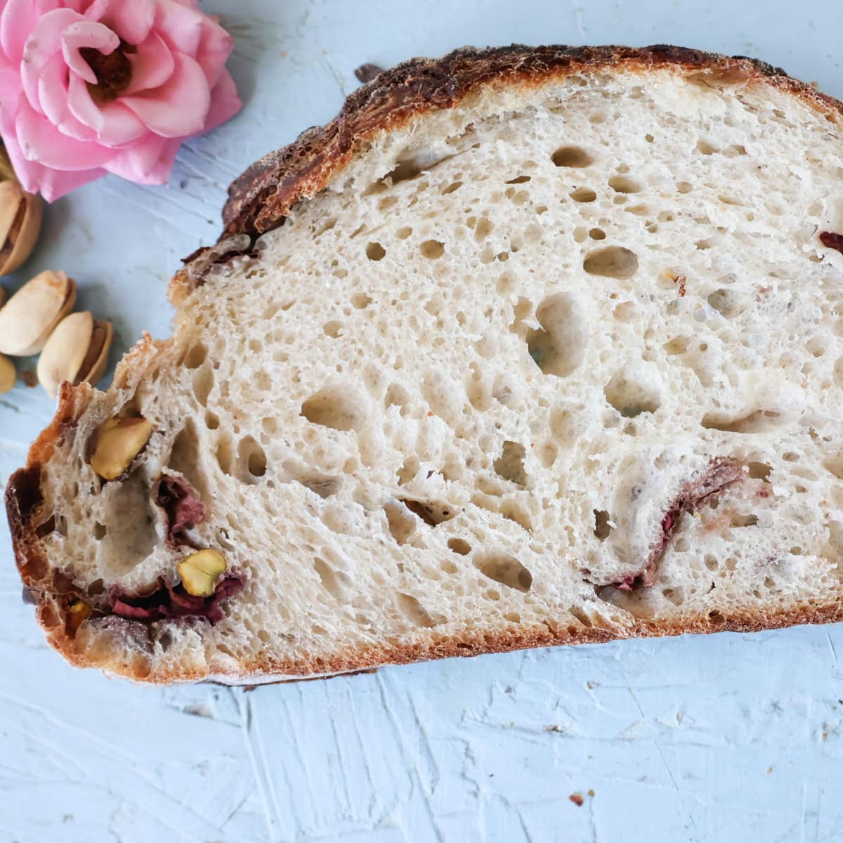 Rose Petal Pistachio Cardamom Sourdough - Zesty South Indian Kitchen